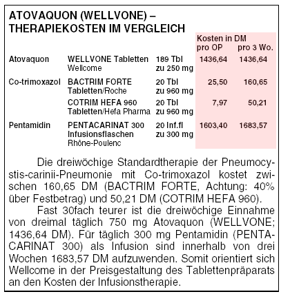ATOVAQUON (WELLVONE) GEGEN PNEUMOCYSTIS-CARINII-PNEUMONIE